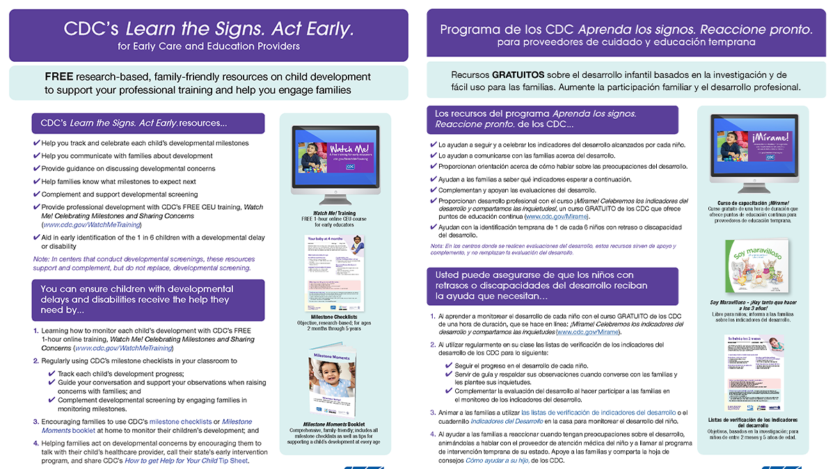 Early Childhood Educators Quick Guide | Learn the Signs. Act Early. | CDC