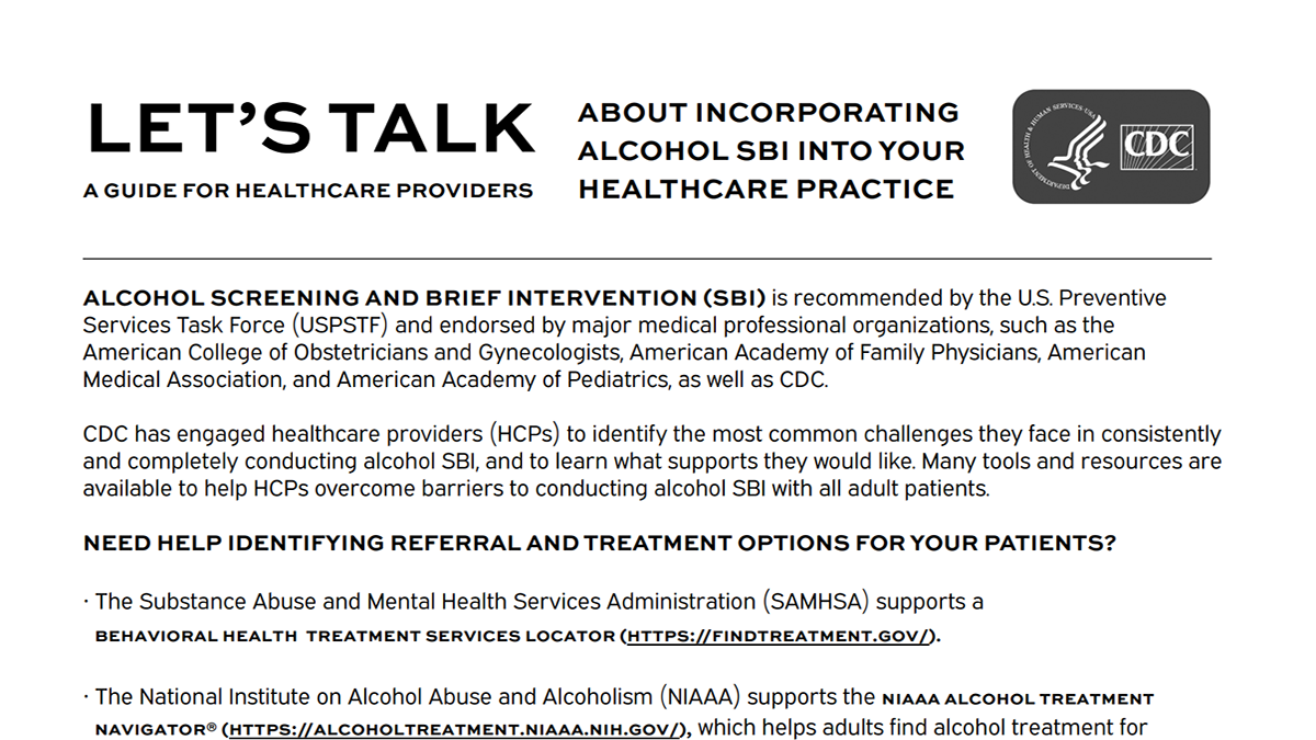 Let's talk about incorporating Alcohol SBI into your Healthcare ...