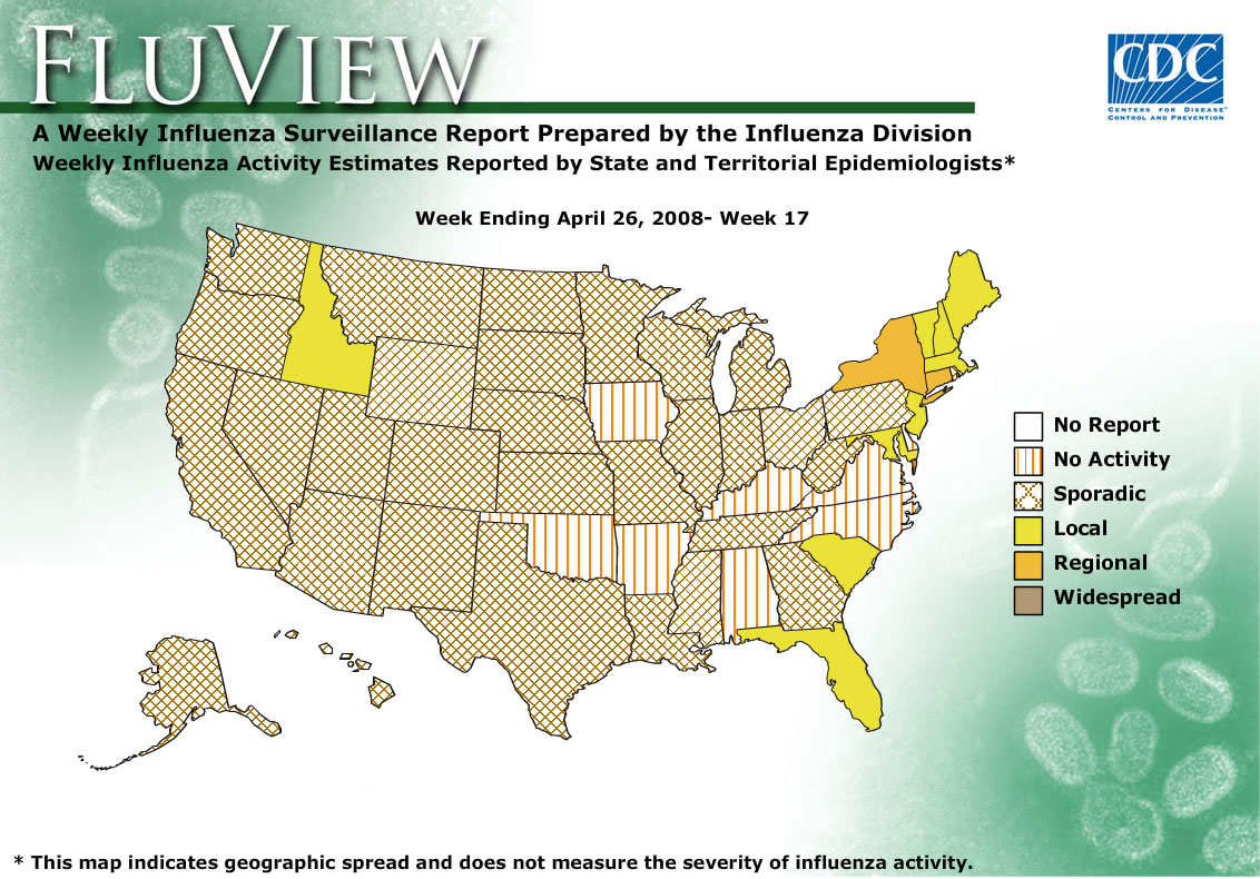 Newington, Connecticut USA - 06111 - CDC Influenza Weekly Map
