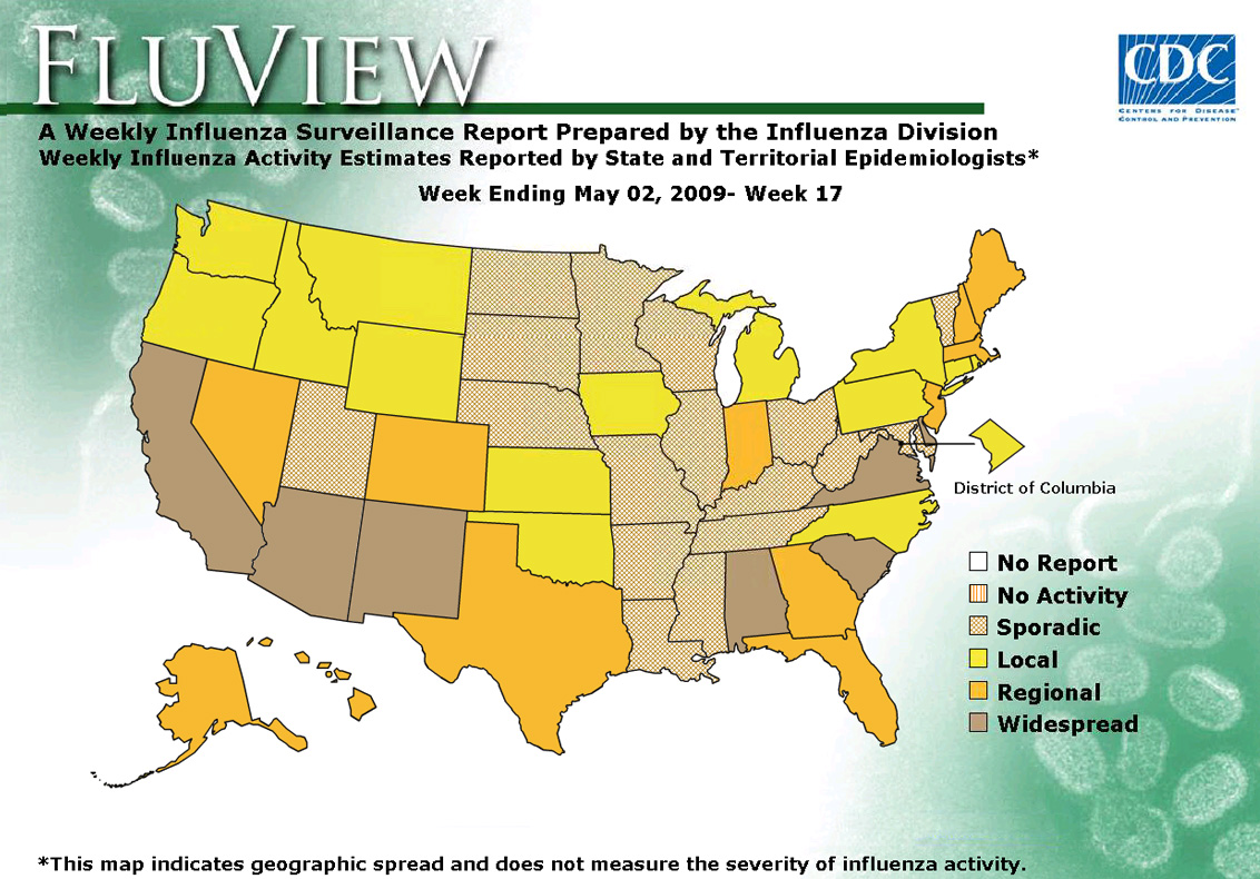 Newington, Connecticut USA - 06111 - CDC Influenza Weekly Map
