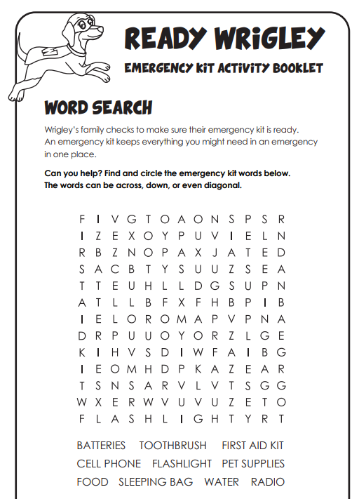 Ready Wrigley Emergency Kit Activity Booklet | Natural Disasters | CDC