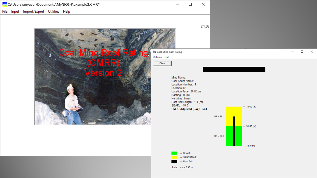 Coal Mine Roof Rating (CMRR) Windows software | Mining | CDC