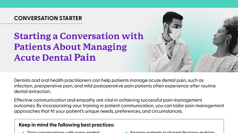 Dental Pain Conversation Starter | Overdose Resource Exchange (ORE) | CDC
