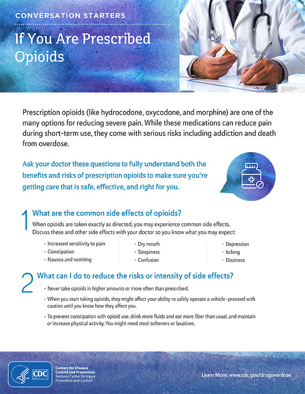 Conversation Starters: If You Are Prescribed Opioids | Overdose Resource Exchange (ORE) | CDC